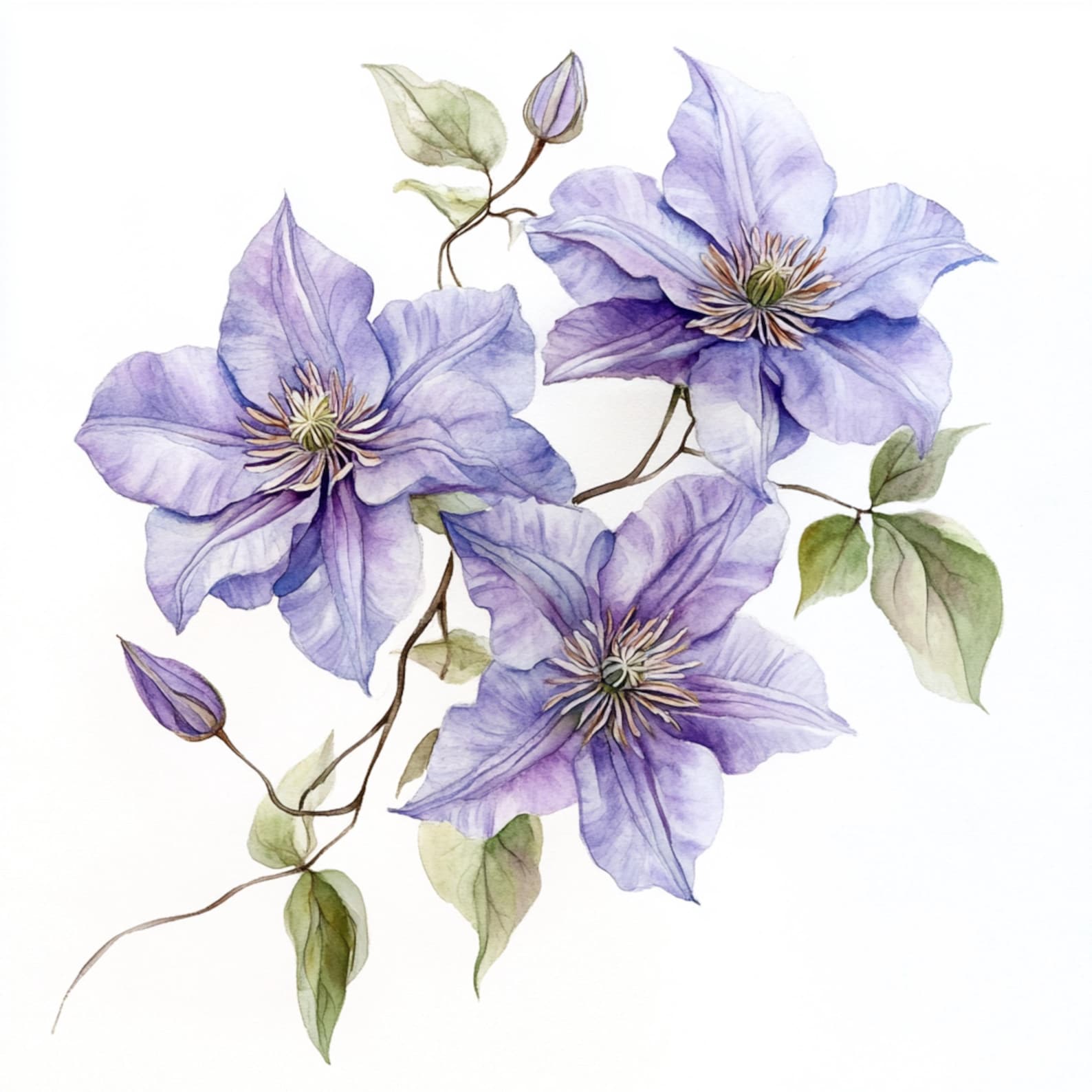 10 Printable Clematis, Purple Flowers, Spring Flowers, Clematis PNG ...