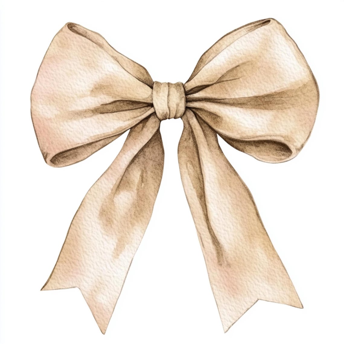 10 Printable Beige Bow Clipart, Watercolor Beige Bows Art, Beige Bows ...