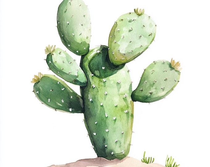 10 Printable Cactus in Desert Decor, Watercolor Images, Cactus ...
