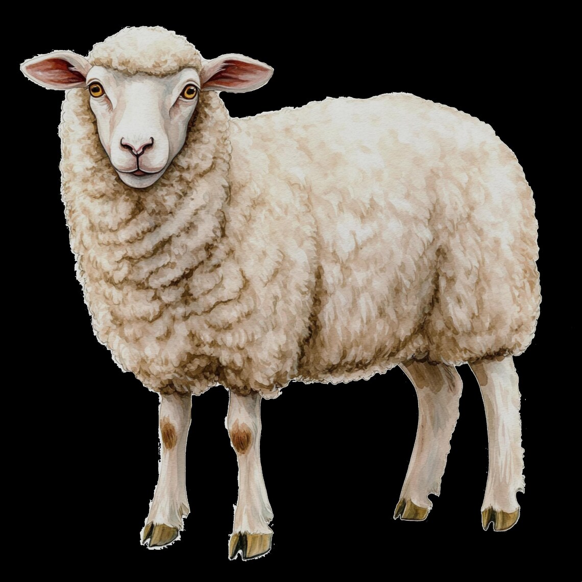 10 Printable Sheep, Sheep Clipart, Watercolor Art, TRANSPARENT ...