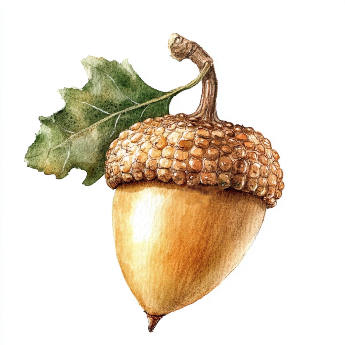 10 Printable Oak Acorn, Brown Acorn Print, Watercolor Fall Acorn, Oak ...
