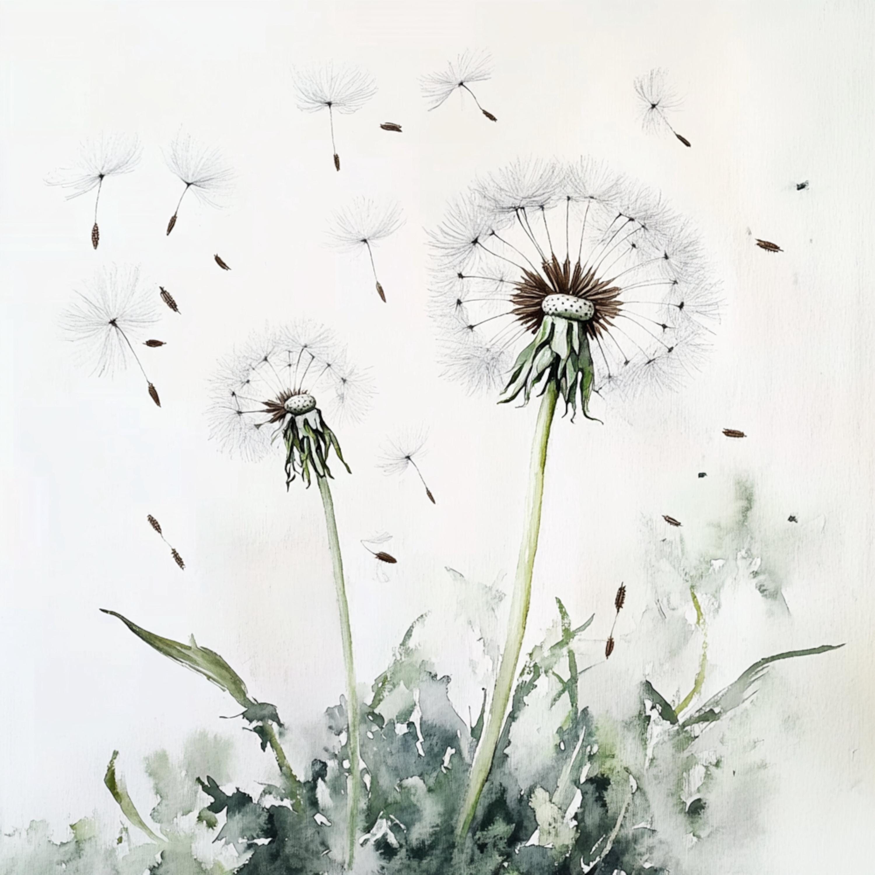 10 Printable Abstract Dandelion, Dandelion Art, White Dandelion ...