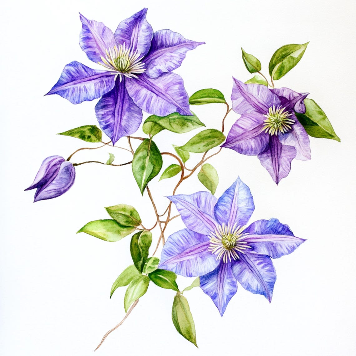 10 Printable Clematis, Purple Flowers, Spring Flowers, Clematis PNG ...