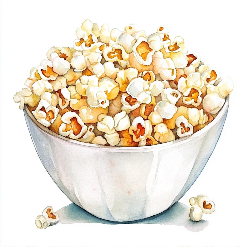 10 Printable Popcorn, Popcorn Print, Popcorn in Bowl, High Quality PNG ...