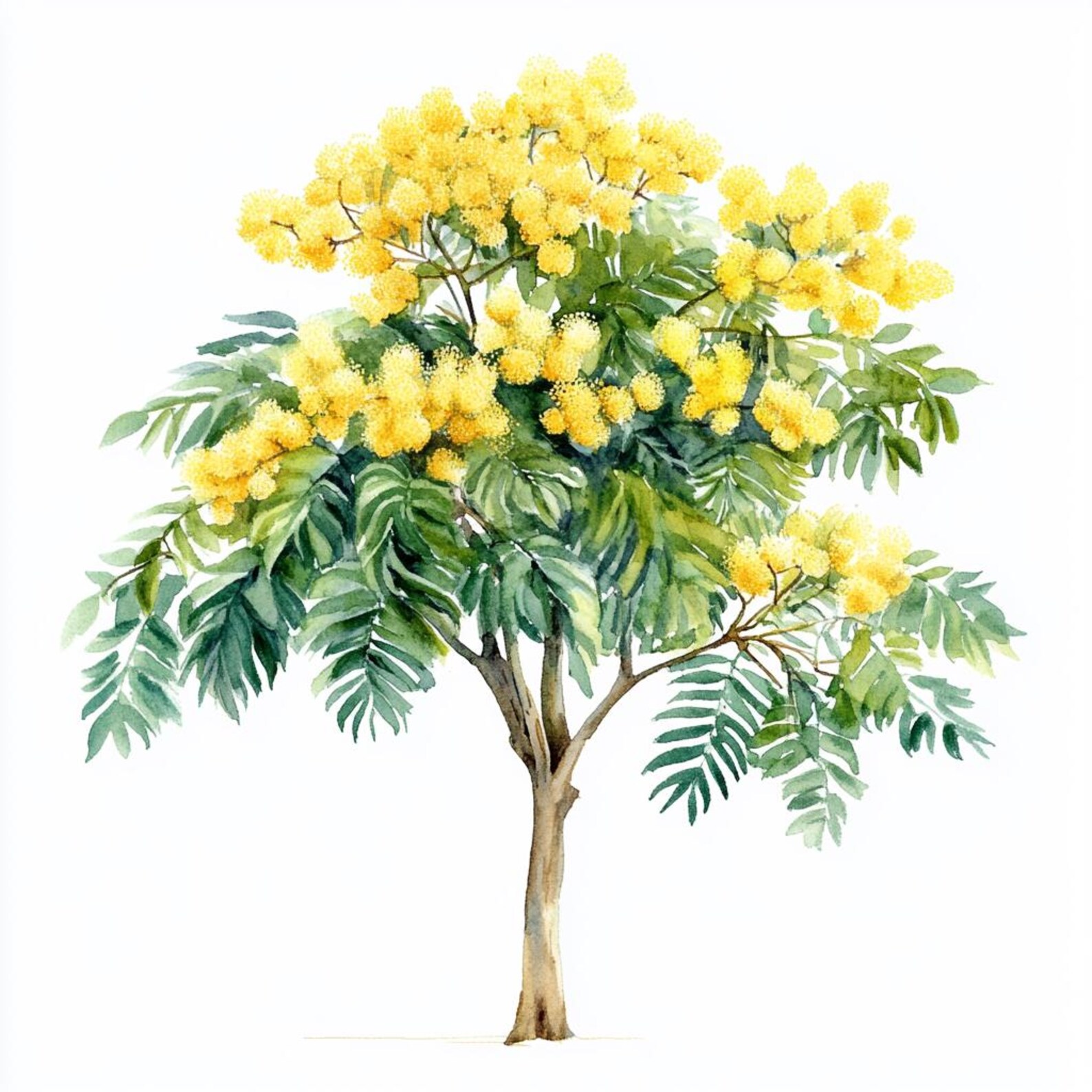 10 Printable Yellow Mimosa Tree, Mimosa Print, Watercolor Mimosa ...