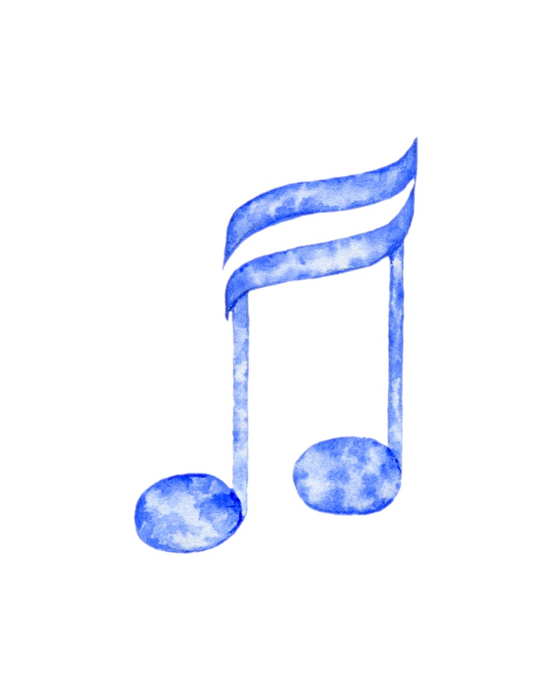 Digital Watercolor Drawing Musical Notes - Blue Musical Notes, Wall Art ...