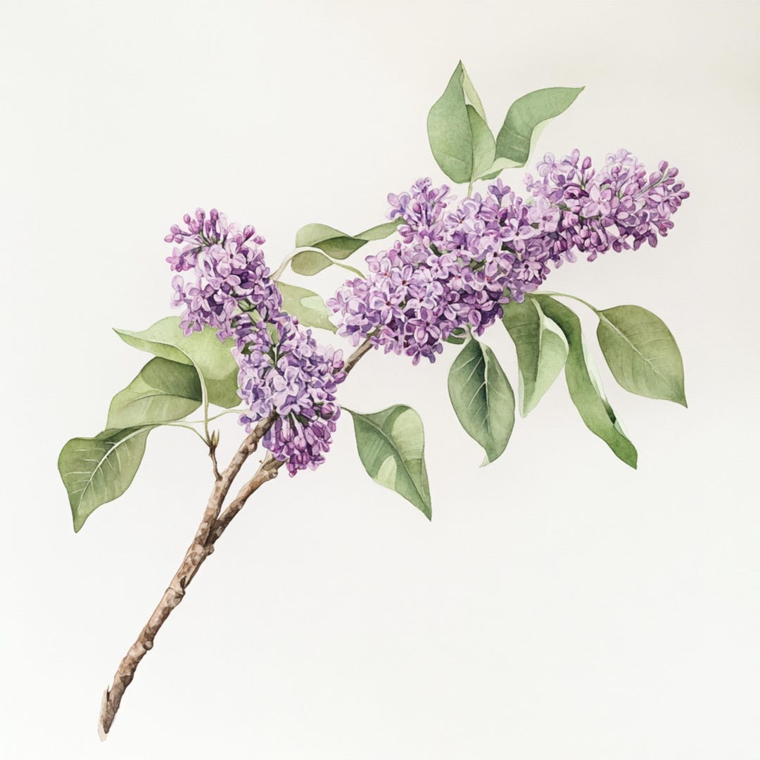 10 Printable Lilac, Lilac Twig Realistic Art, Watercolor Summer Flower ...