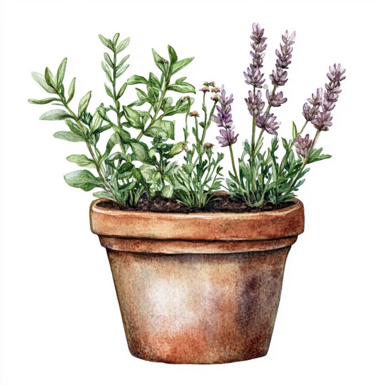 10 Printable Herbs in Pot, Herbs Print, Summer Herbs, Lavender Pngs ...