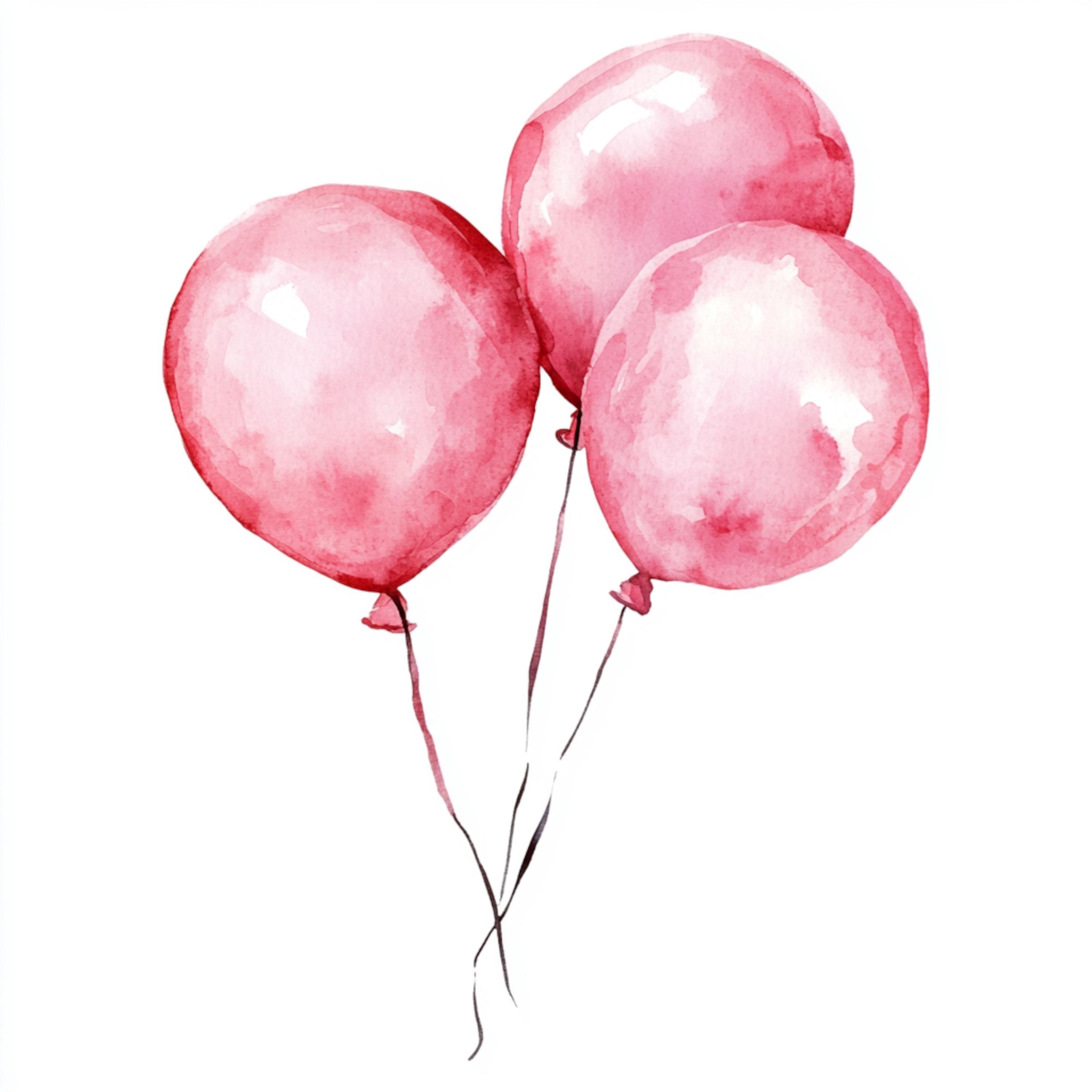 10 Printable Watercolor Pink Balloons, Watercolor Balloons, Celebrating ...