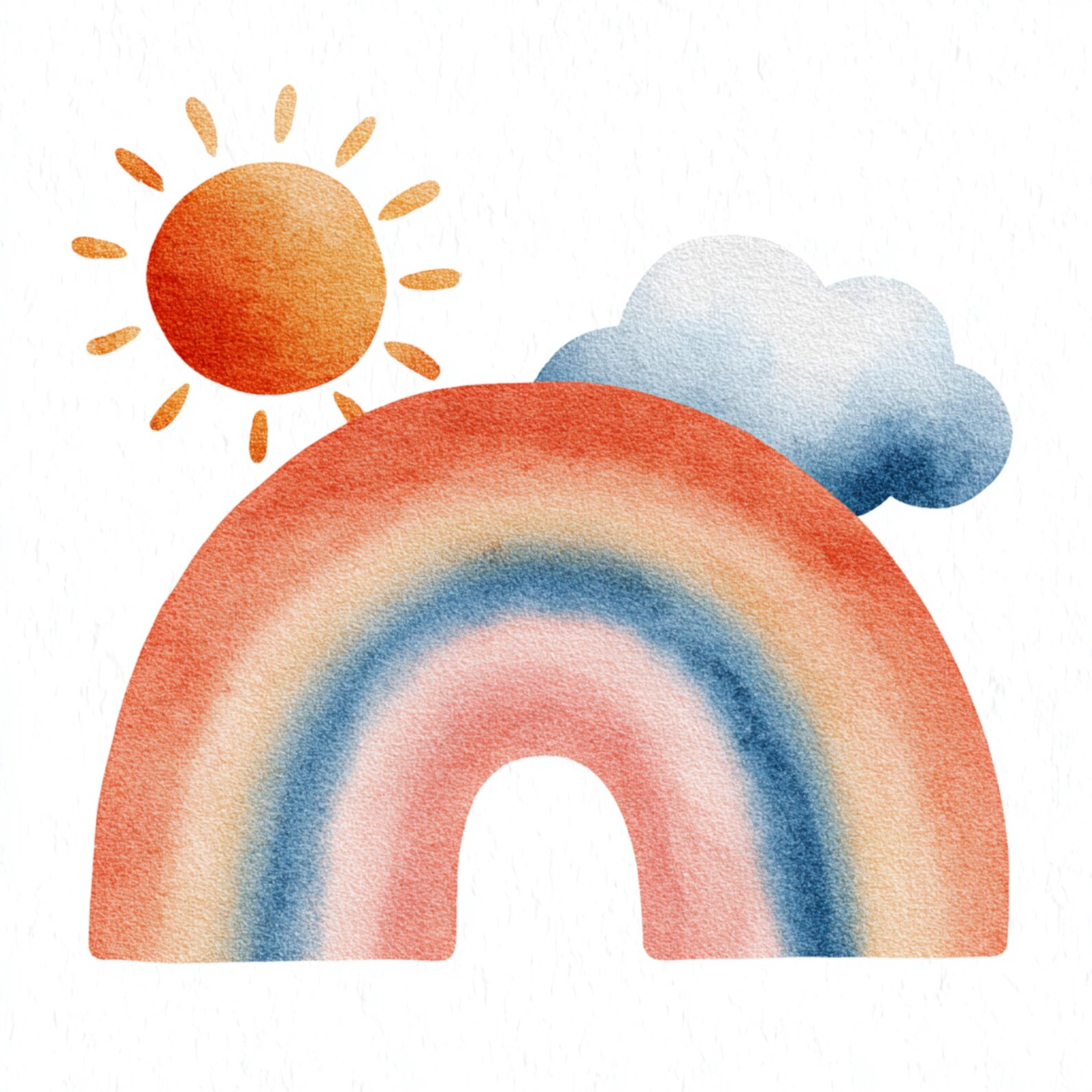 10 Printable Rainbows, Watercolor Rainbow and Sun, Rainbow Clipart ...