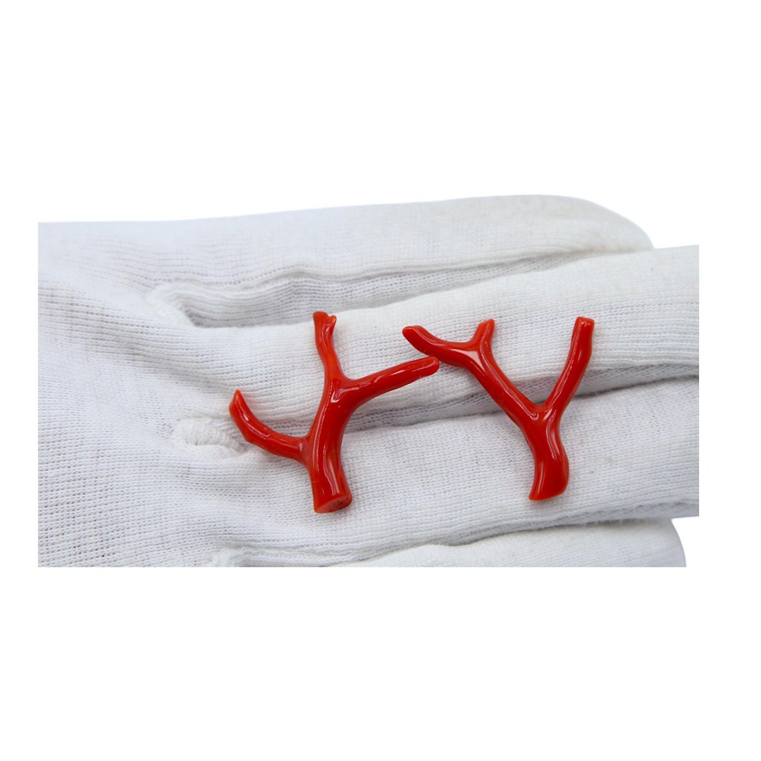 Italian Red Coral Stick Pair: Mediterranean Jewelry Making (32x31mm) - Etsy