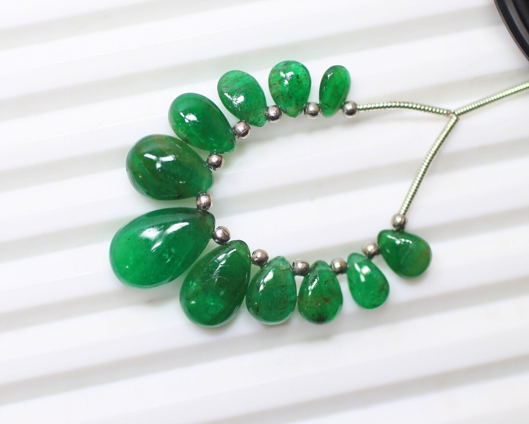 11.pieces 22.00 Carat Natural Zambian Emerald Smooth Teardrop Pear ...