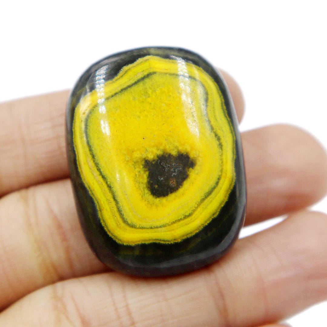 Indonesian Bee Jasper Cabochon, Yellow Jasper Gemstone (39X29X9MM, 104 ...