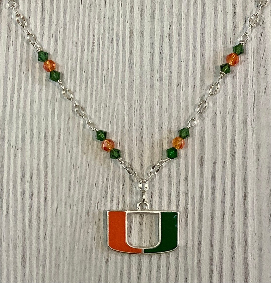 School Charm/colors--univ of Miami Hurricanes--swarovski Crystals ...