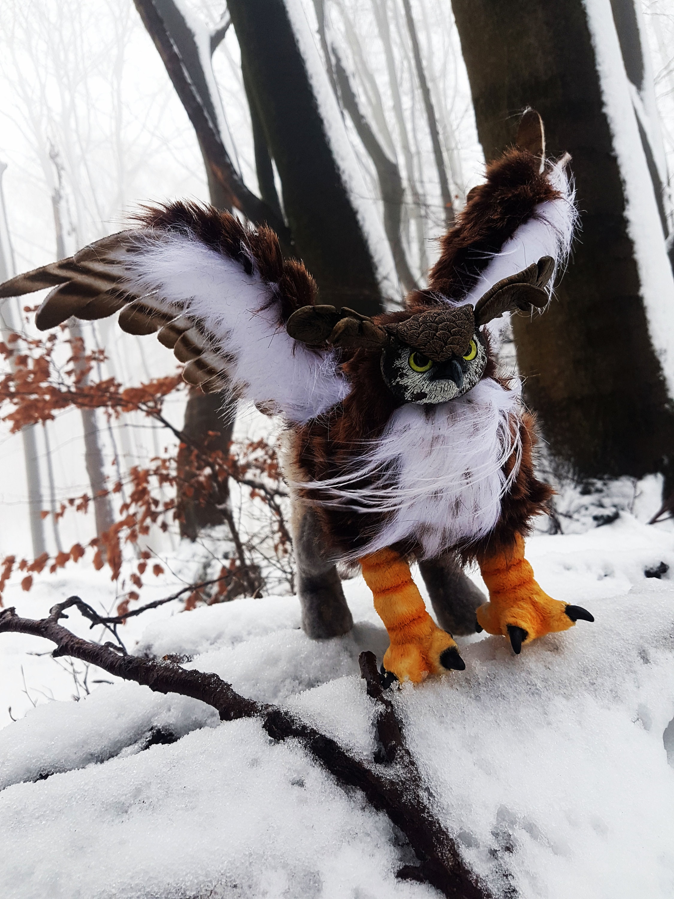 OOAK Fantasy Poseable Artdoll Wolf Owl Hybride Griffon. Soft Sculpture ...