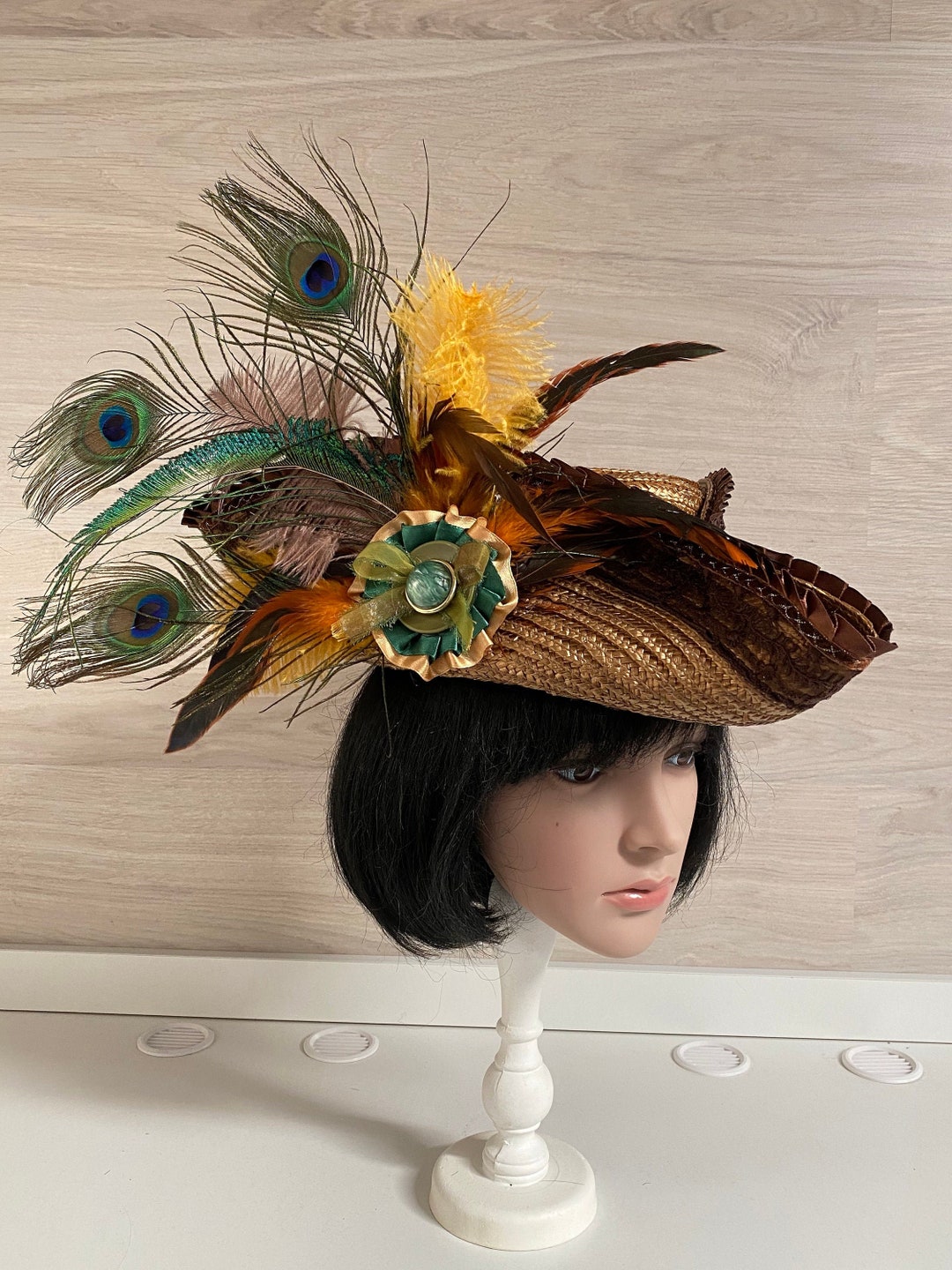 Straw Pirate Hat, Gold, Renaissance Tricorn Hat - Etsy