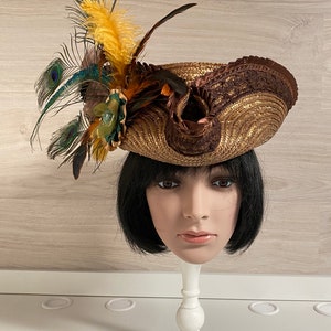 Straw Pirate Hat, Gold, Renaissance Tricorn Hat - Etsy