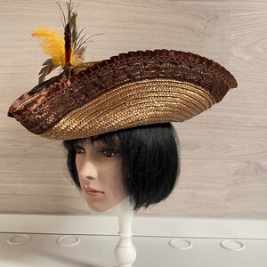 Straw Pirate Hat, Gold, Renaissance Tricorn Hat - Etsy