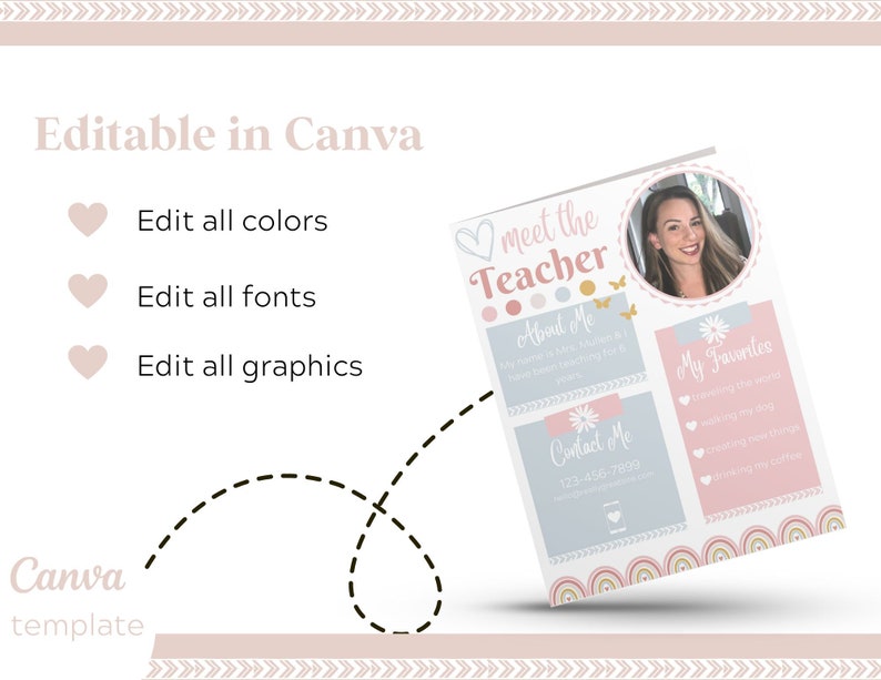 Editable Meet the Teacher Canva Template, Customizable Back-to-school ...