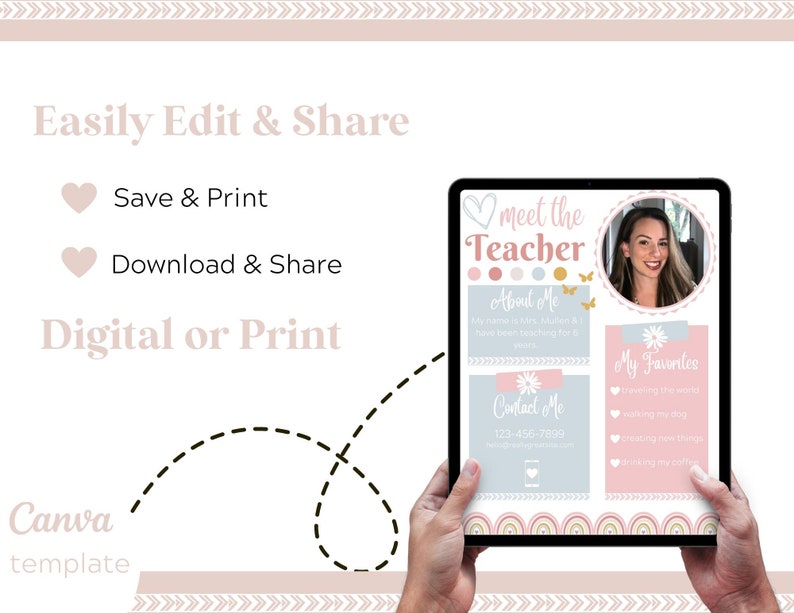 Editable Meet the Teacher Canva Template, Customizable Back-to-school ...