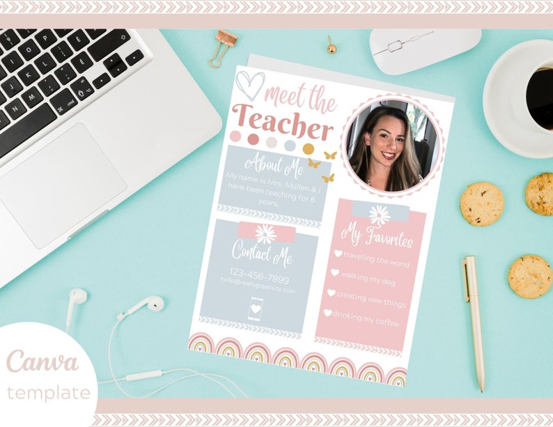 Editable Meet the Teacher Canva Template, Customizable Back-to-school ...