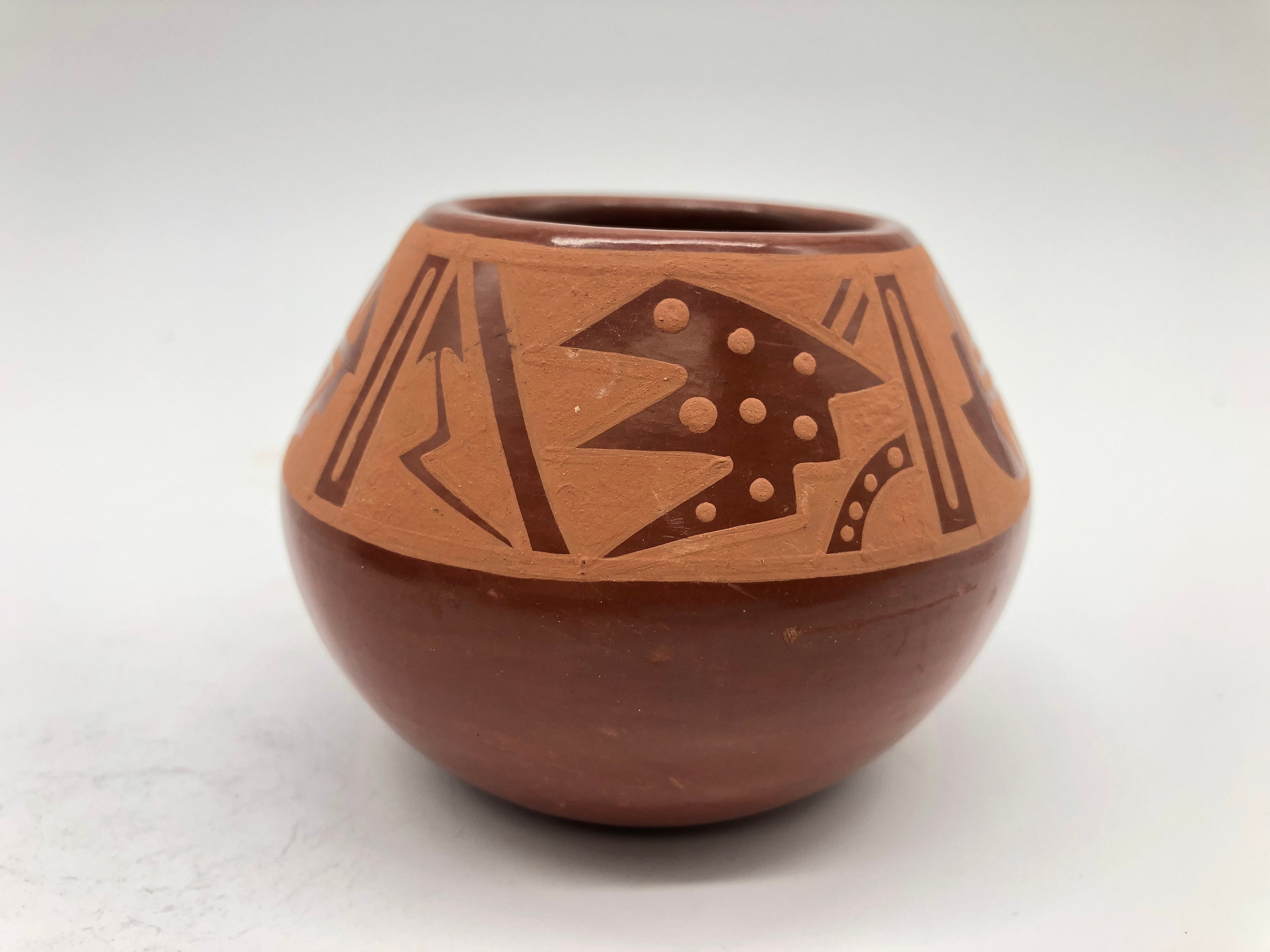Native American Santa Clara Pottery Bowl Jerry M. Sisneros - Etsy