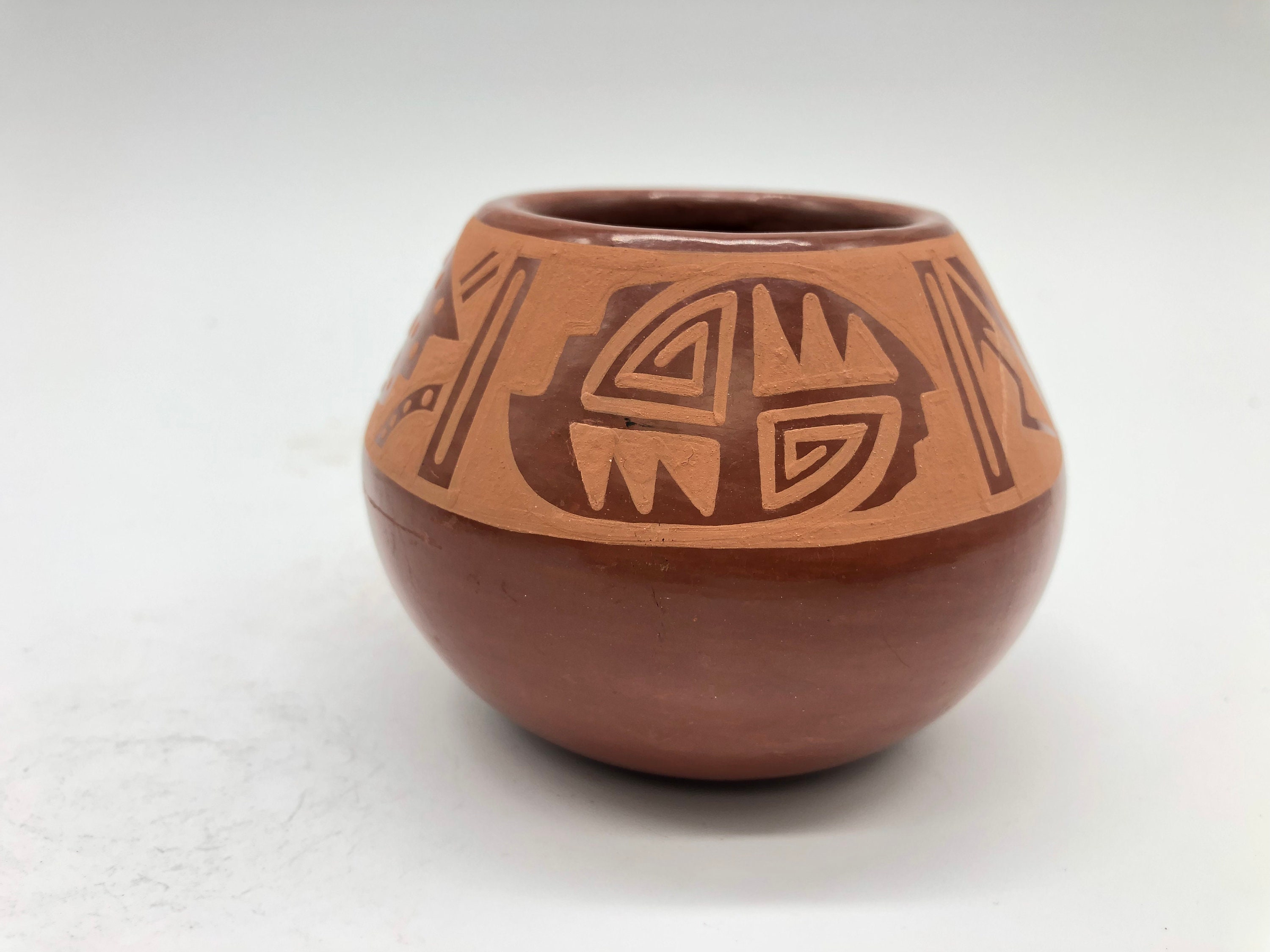 Native American Santa Clara Pottery Bowl Jerry M. Sisneros - Etsy