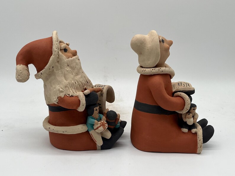 Native American Jemez Pottery Santa Claus and Mrs. Claus Mary Sabaque ...