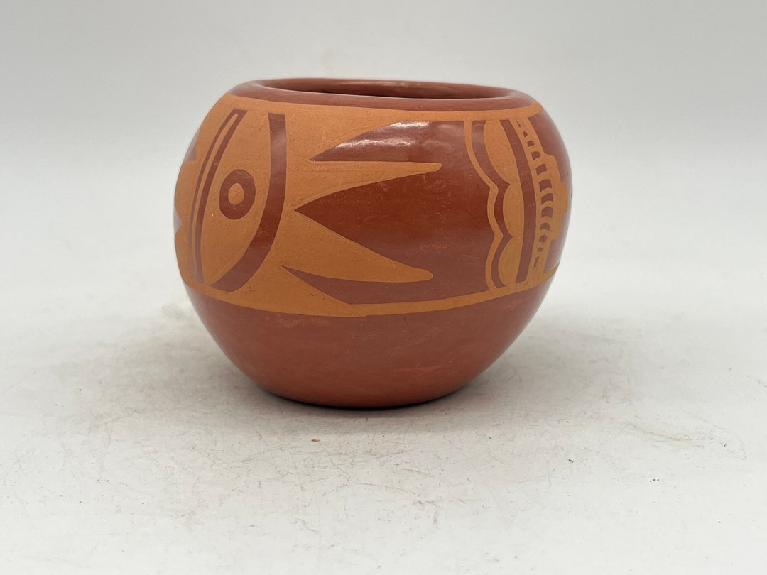 Native American Santa Clara Pottery Bowl Jerry M. Sisneros - Etsy