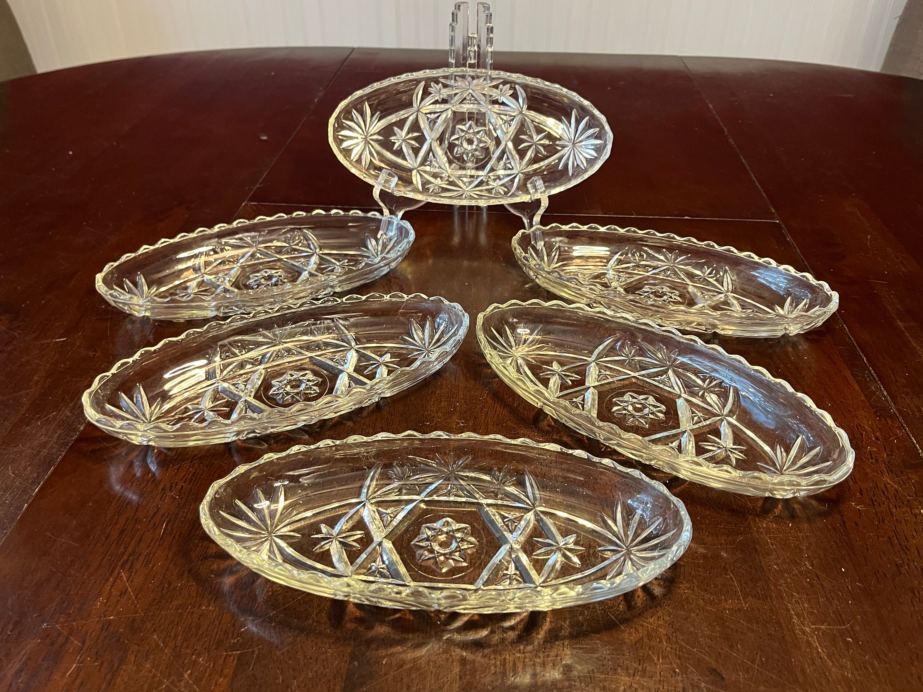 6 Early American Prescut EAPC Oval Pickle Dishes Aka Relish, Corn-on ...