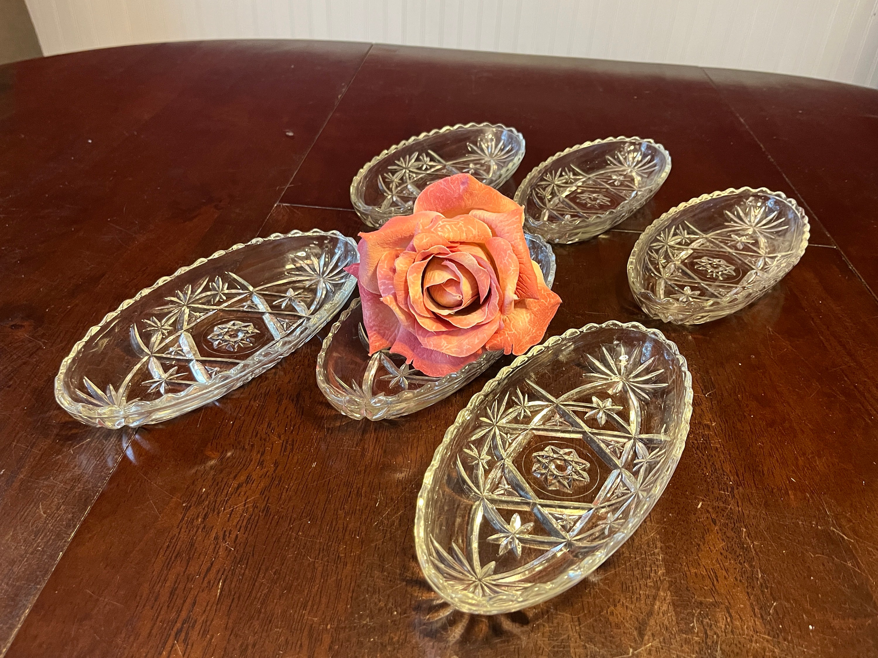 6 Early American Prescut EAPC Oval Pickle Dishes Aka Relish, Corn-on ...