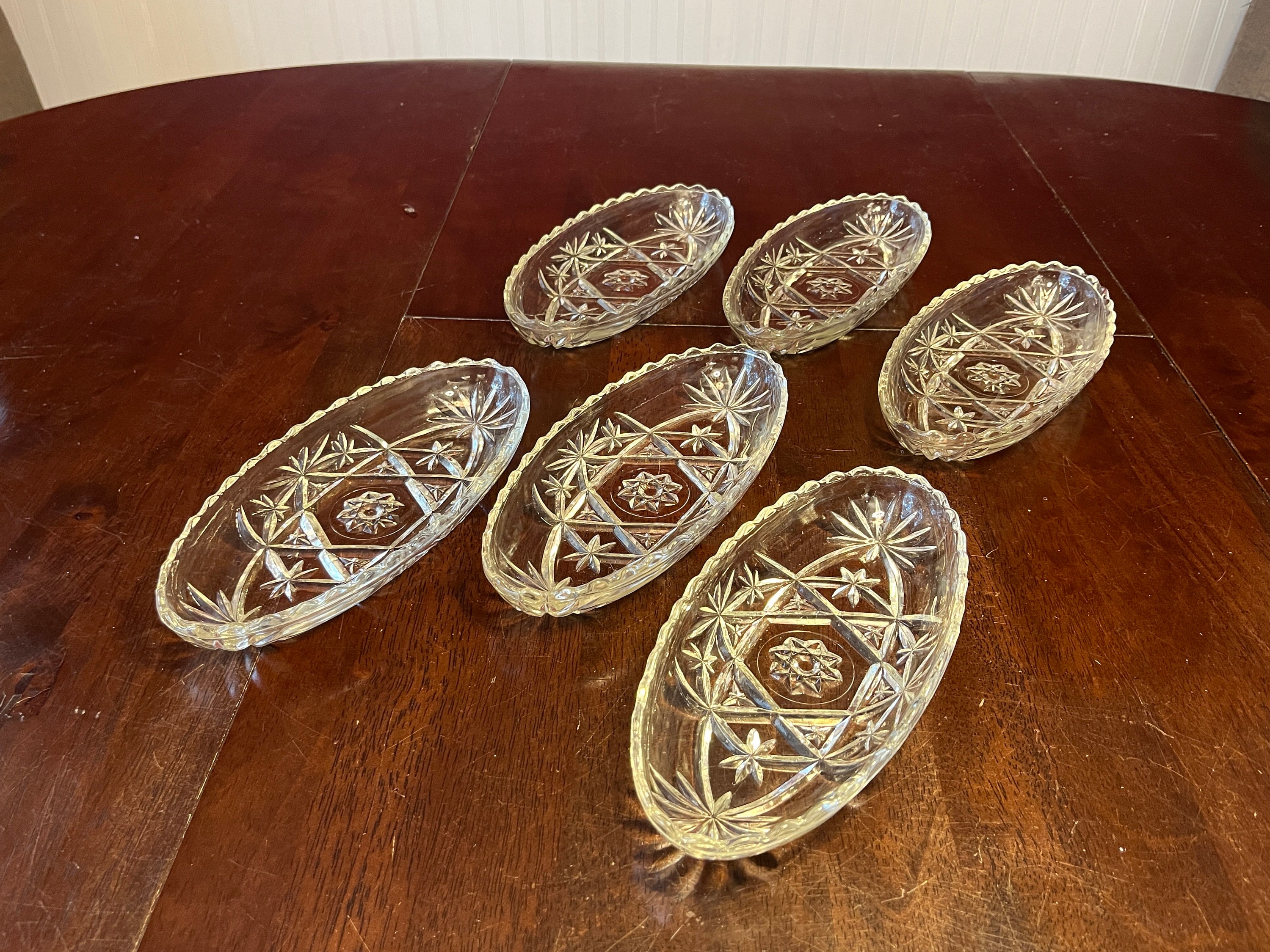 6 Early American Prescut EAPC Oval Pickle Dishes Aka Relish, Corn-on ...