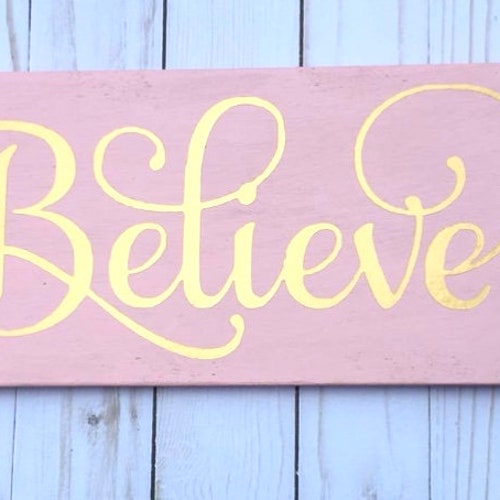 Pink Believe Sign | Etsy