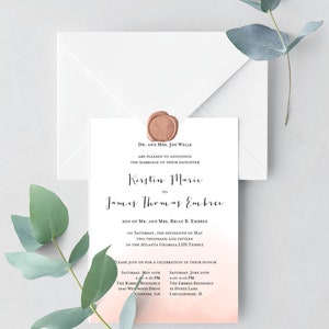 Coral Watercolor Wedding Invitation Suite Script Font Wedding - Etsy