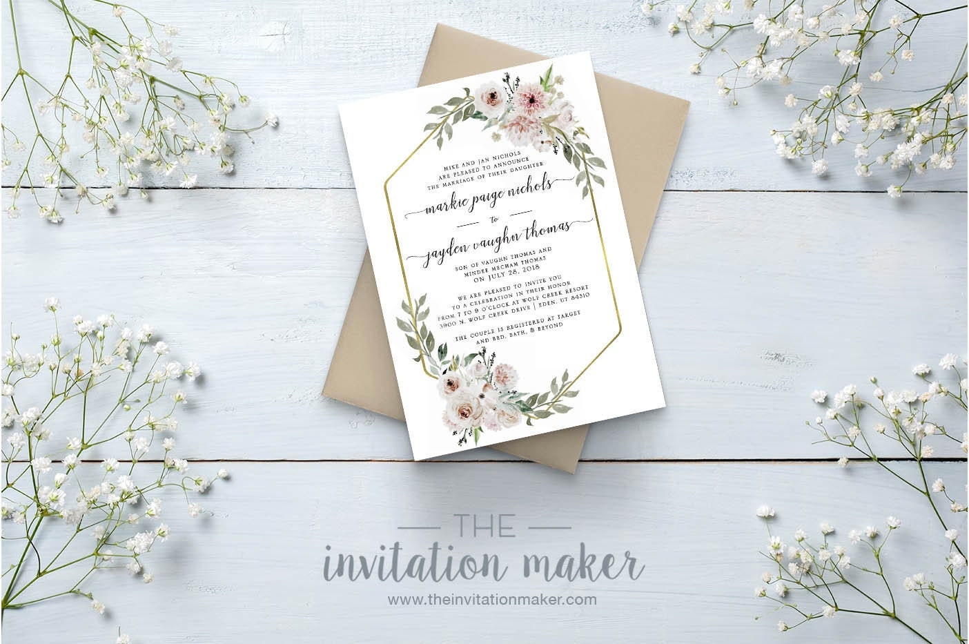 Floral Wedding Invitations Greenery Flower Invitation Suite - Etsy