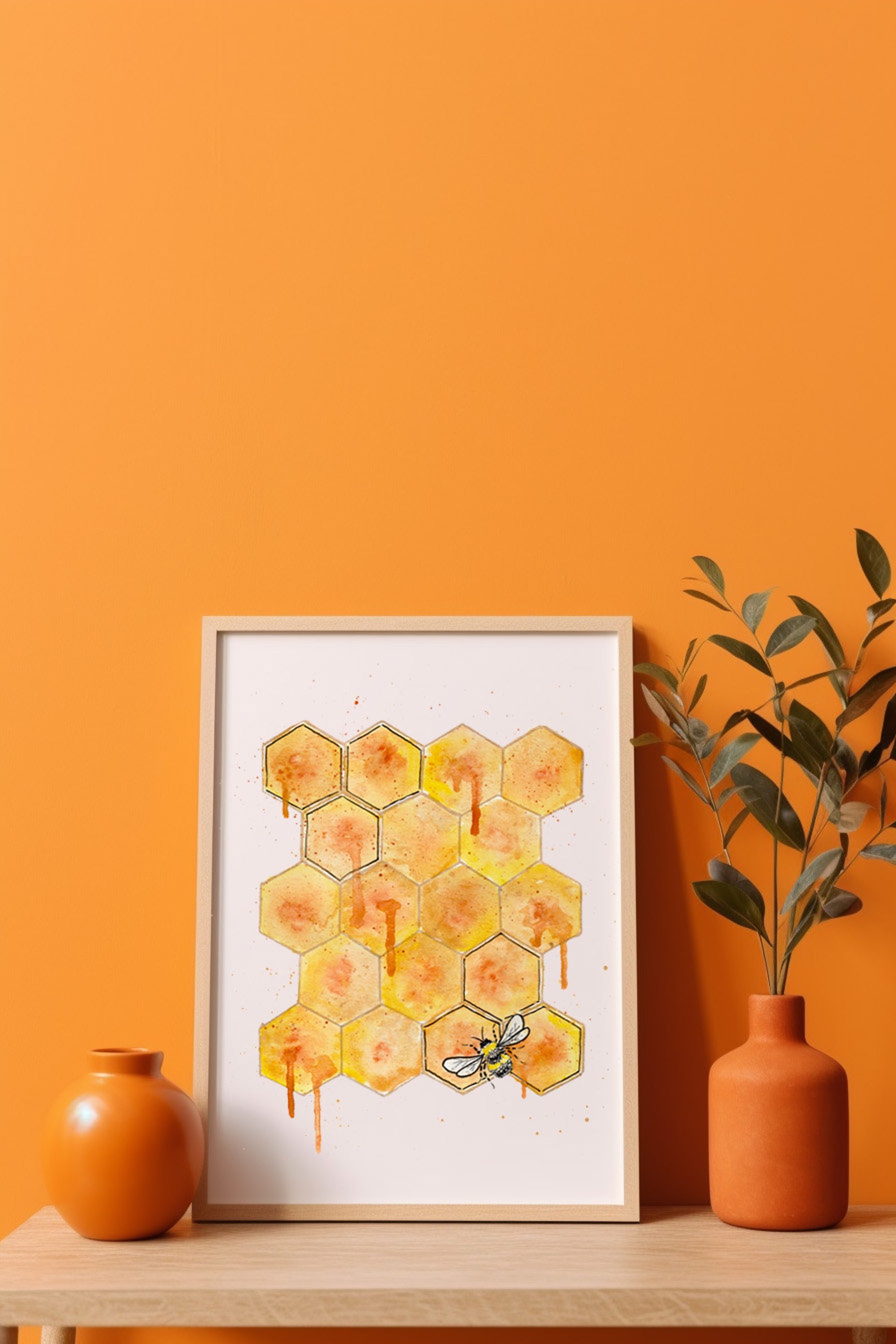 Watercolor Honeycomb Art Print - Etsy
