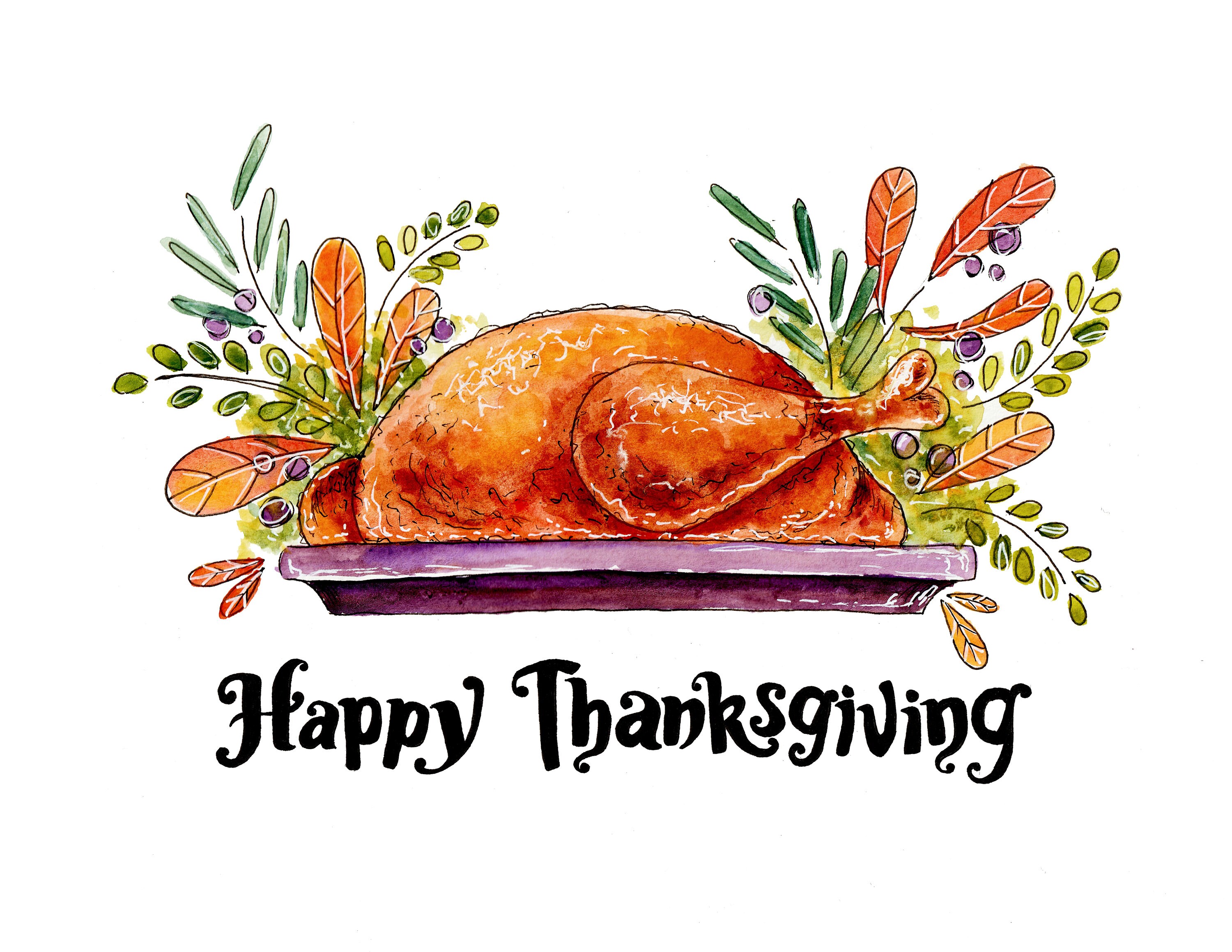 Watercolor Thanksgiving Turkey Art Print - Etsy