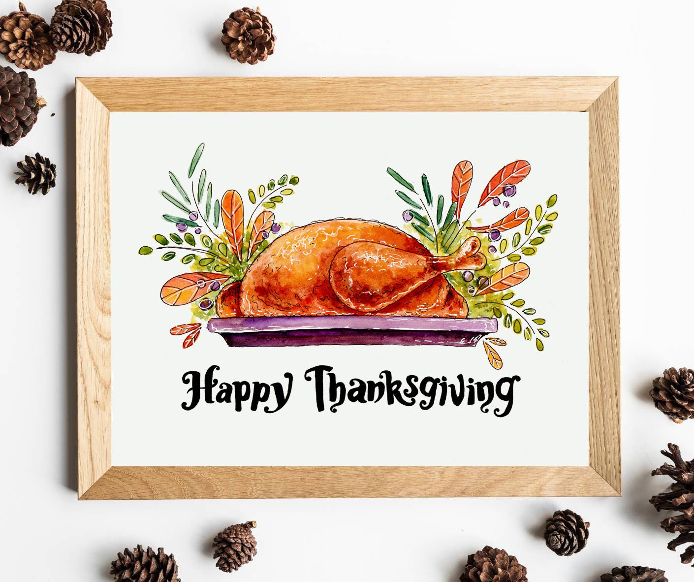 Watercolor Thanksgiving Turkey Art Print - Etsy