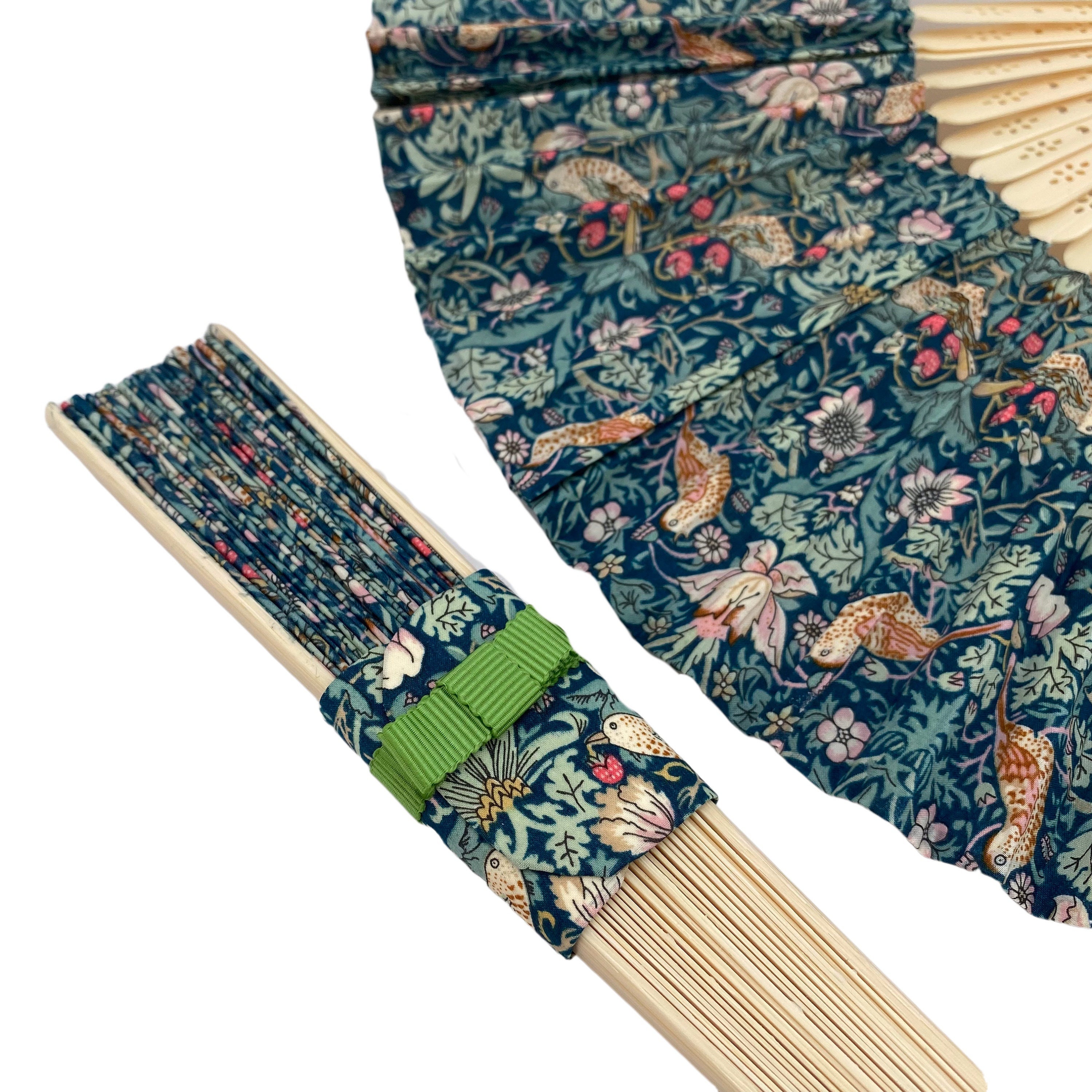 Liberty Cotton Hand Fan Folding Fan Strawberry Thief - Etsy