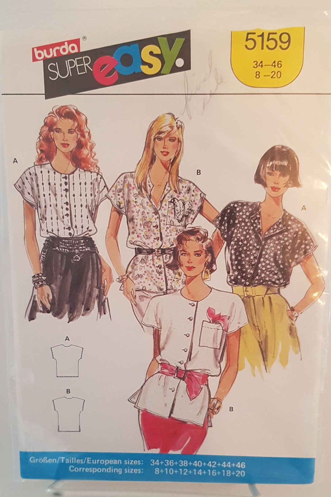 Burda Super Easy Sewing Pattern 5179, Short Sleeve Blouse Sz 8-20 - Etsy