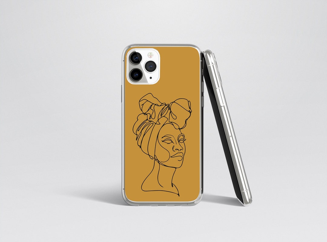 Line Art African Afro Woman Phone Case - Color Options - Clear Case for ...
