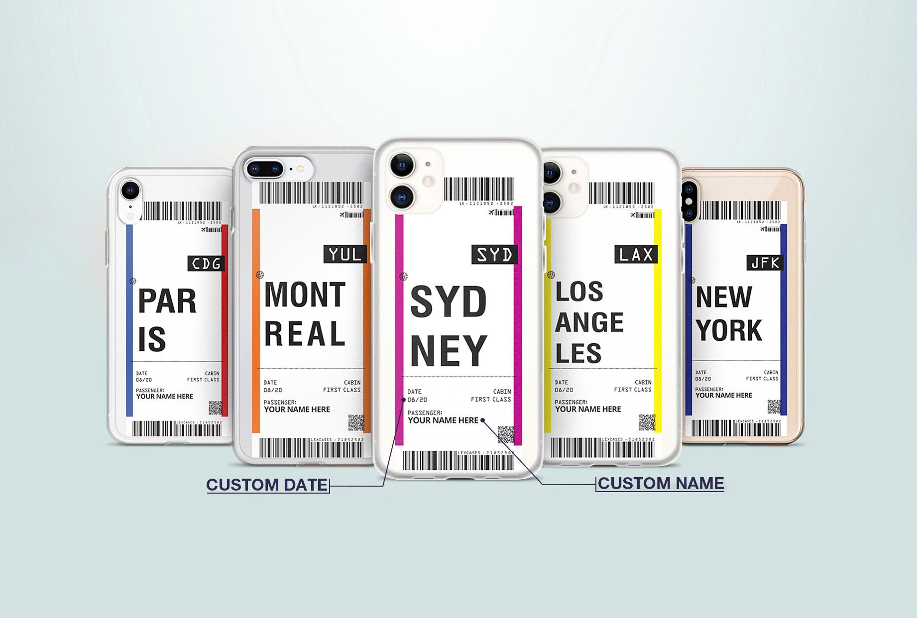 Custom Airplane Ticket Tag Phone Case Boarding Pass Travel | Etsy