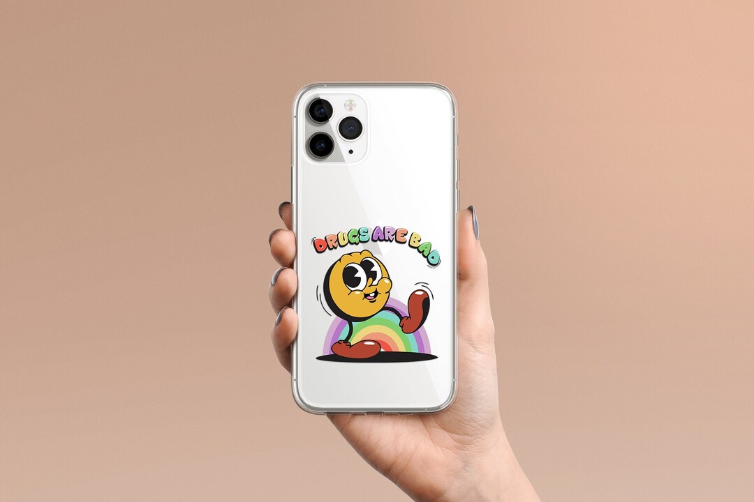 Drugs Are Bad Walking Happy Face - Illustration Rainbow Colored - Clear ...