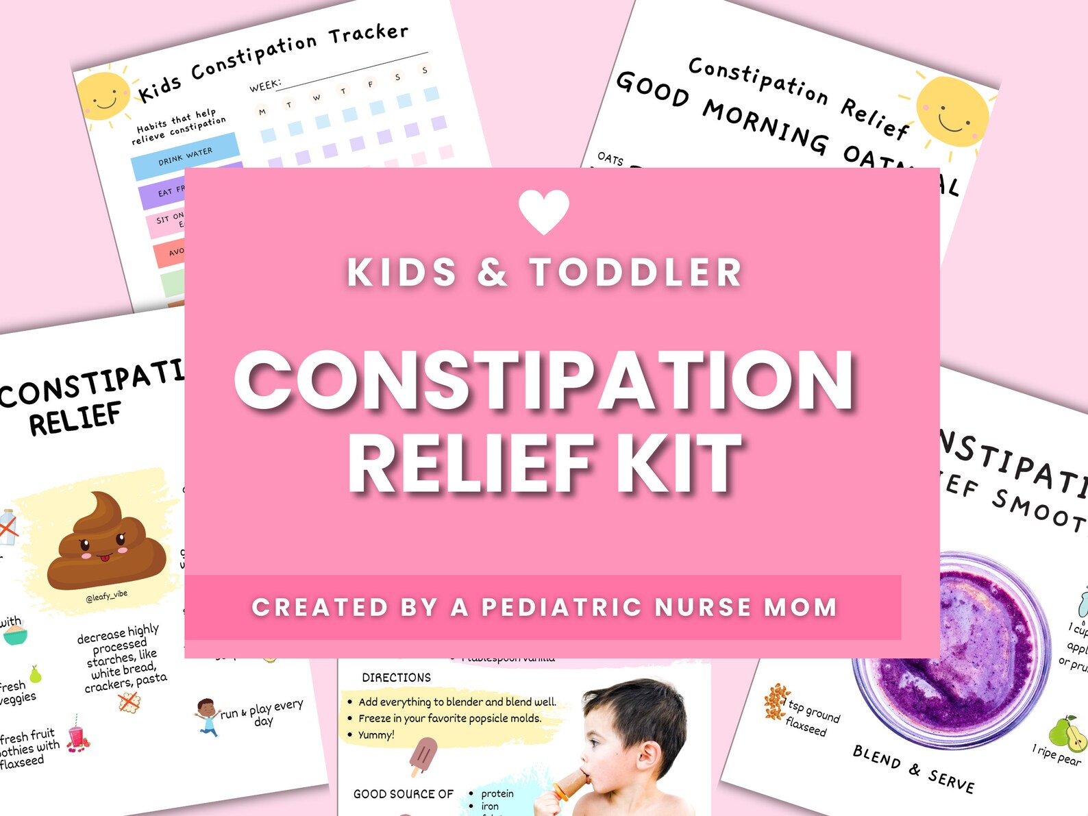 Constipation Pooping Relief Kit & Tracker Chart Toddler Preschool ...