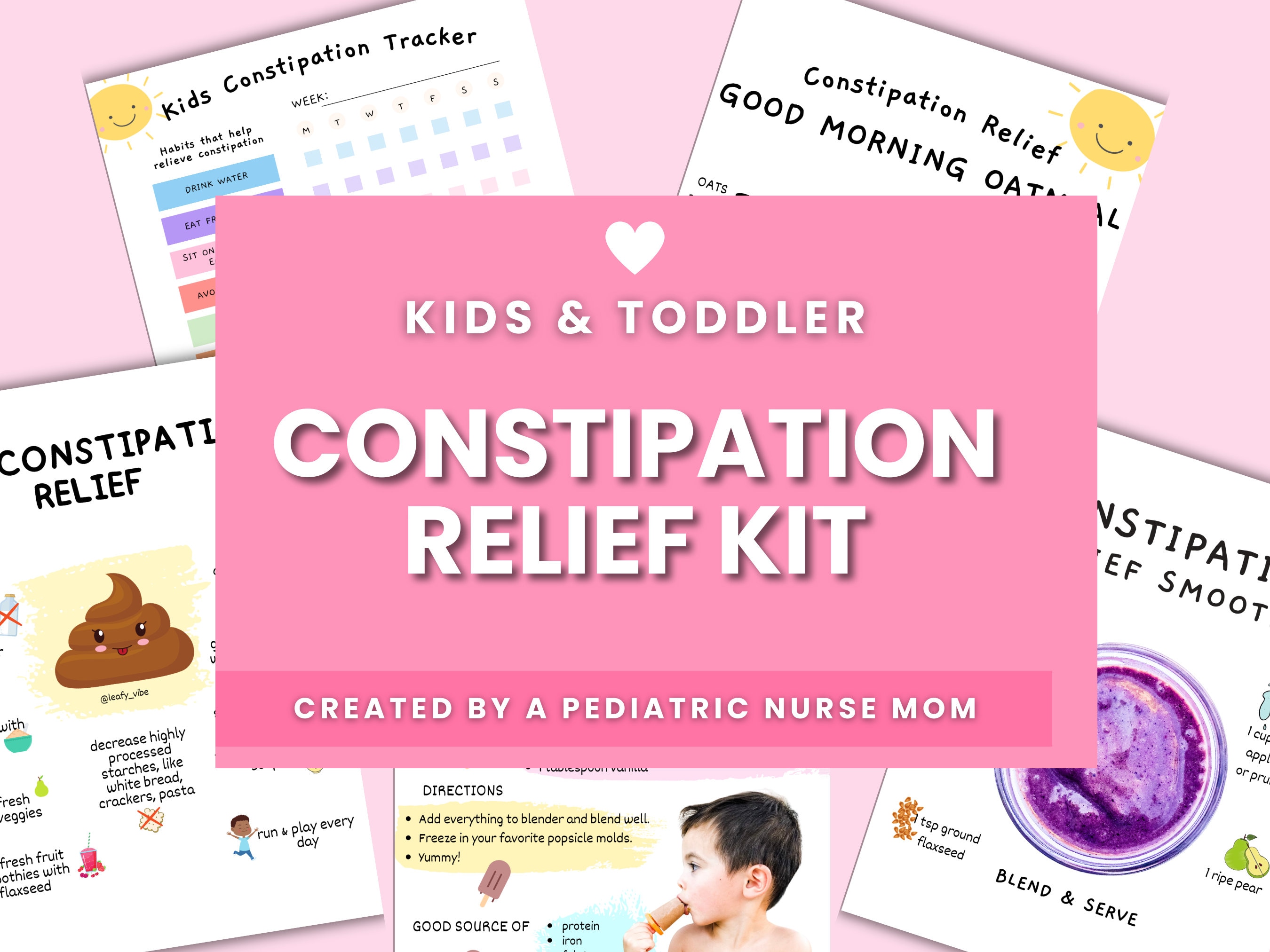 Constipation Pooping Relief Kit & Tracker Chart Toddler Preschool ...