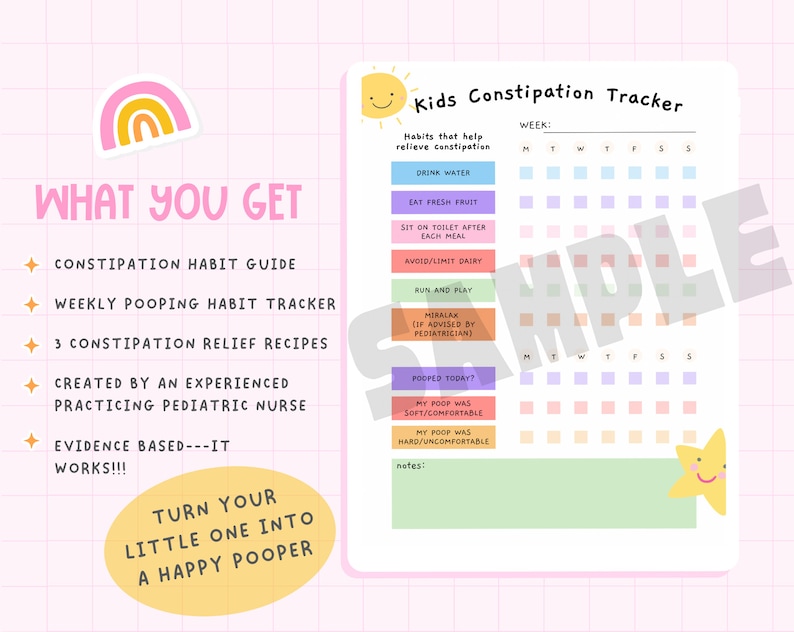 Constipation Pooping Relief Kit & Tracker Chart Toddler Preschool ...