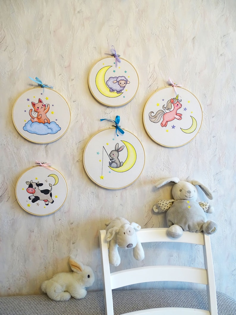 Embroidery Hoop Art "cat ", "cow "," Sheep".housewarming Gift.gift for ...