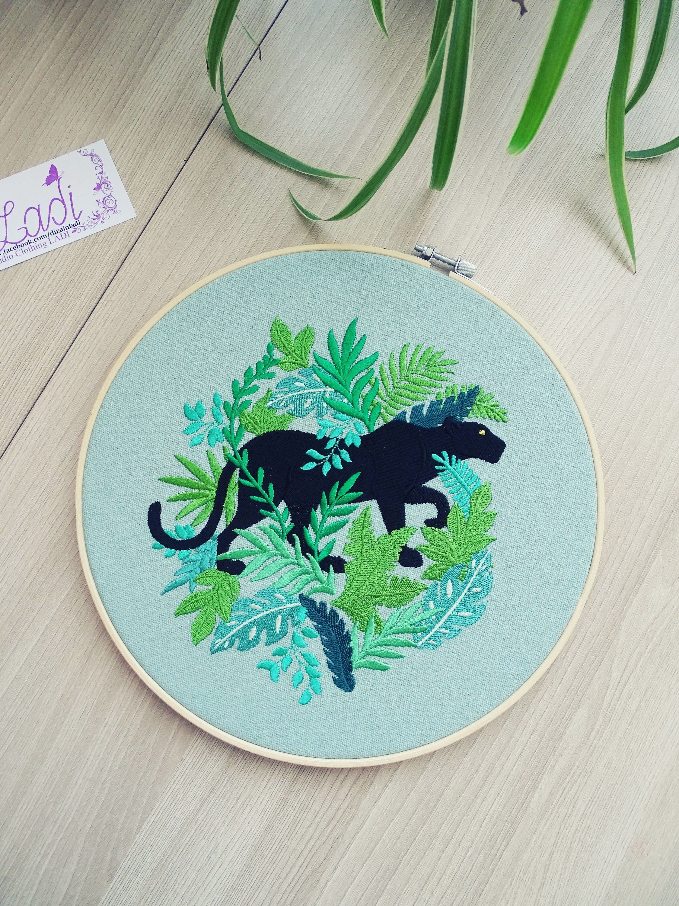 Set of Towels Machine Embroidery Black Panther. Wall Pano Machine ...