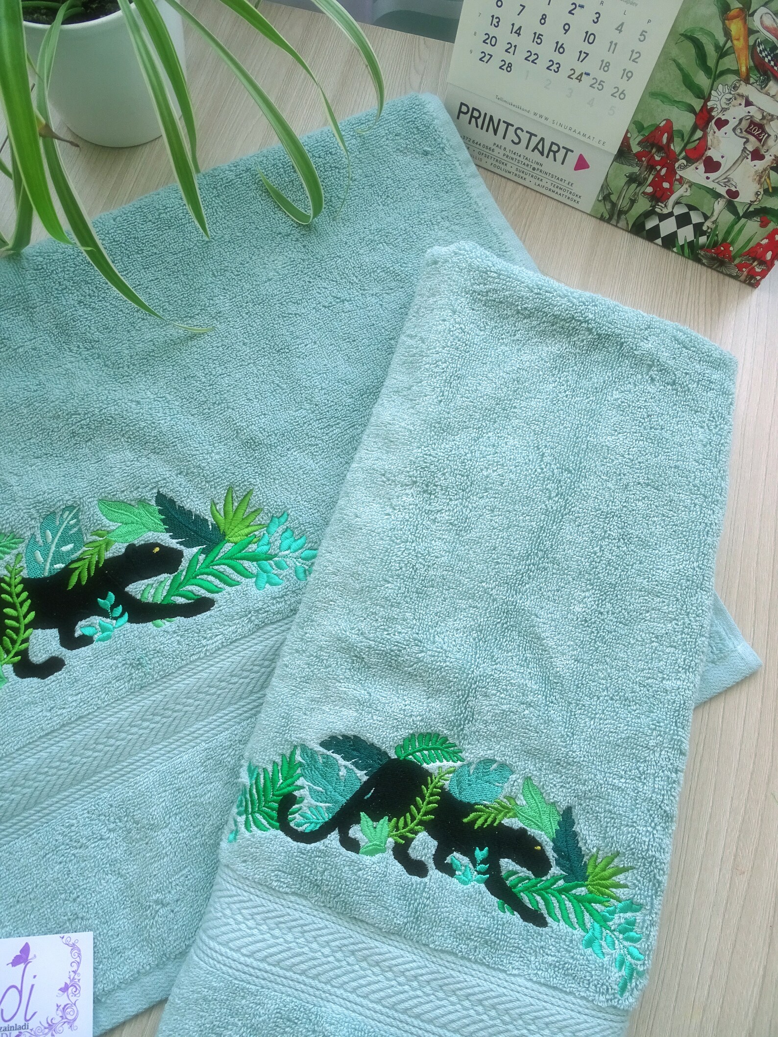 Set of Towels Machine Embroidery Black Panther. Wall Pano Machine ...