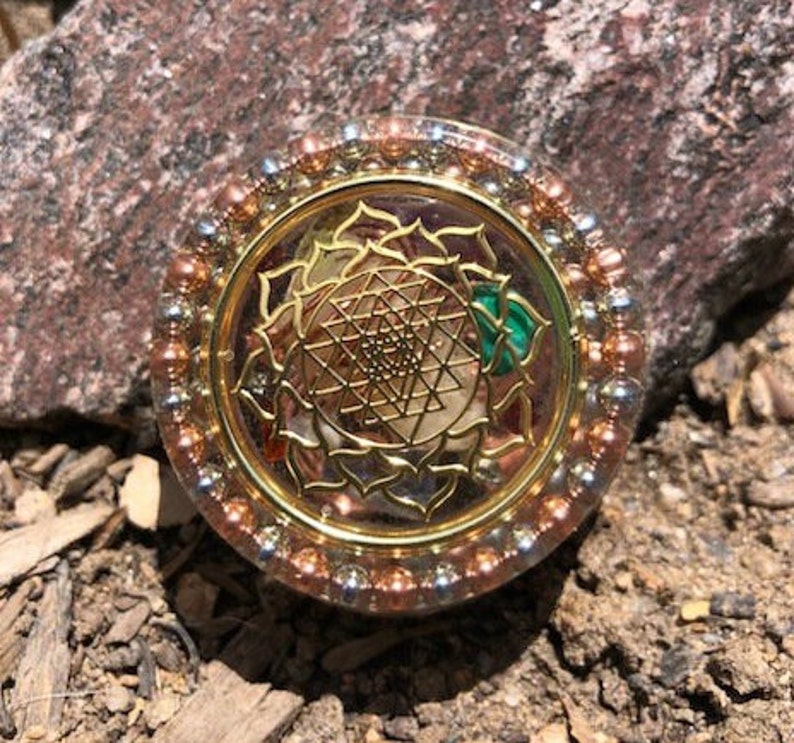Sri Yantra Lotus Sacred Geometry top Triskelion bottom Vortex Orgone ...